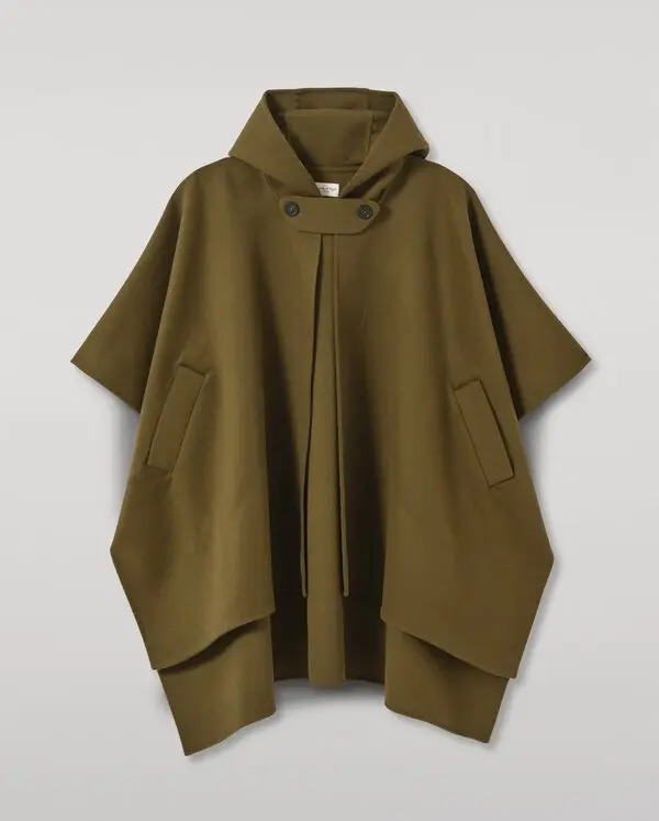 Johnstons Of Elgin Hooded Cashmere Cape - Green