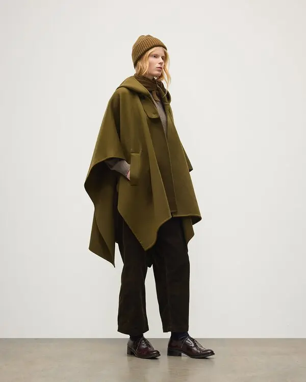 Johnstons Of Elgin Hooded Cashmere Cape - Green