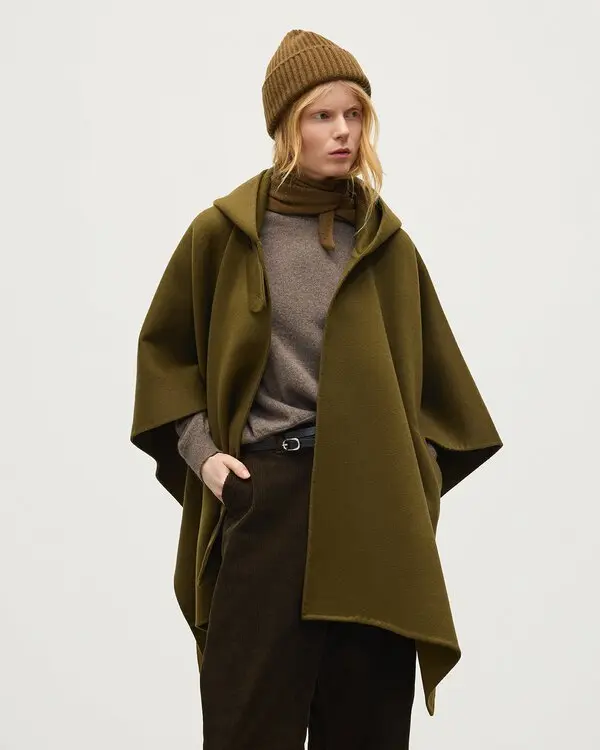 Johnstons Of Elgin Hooded Cashmere Cape - Green