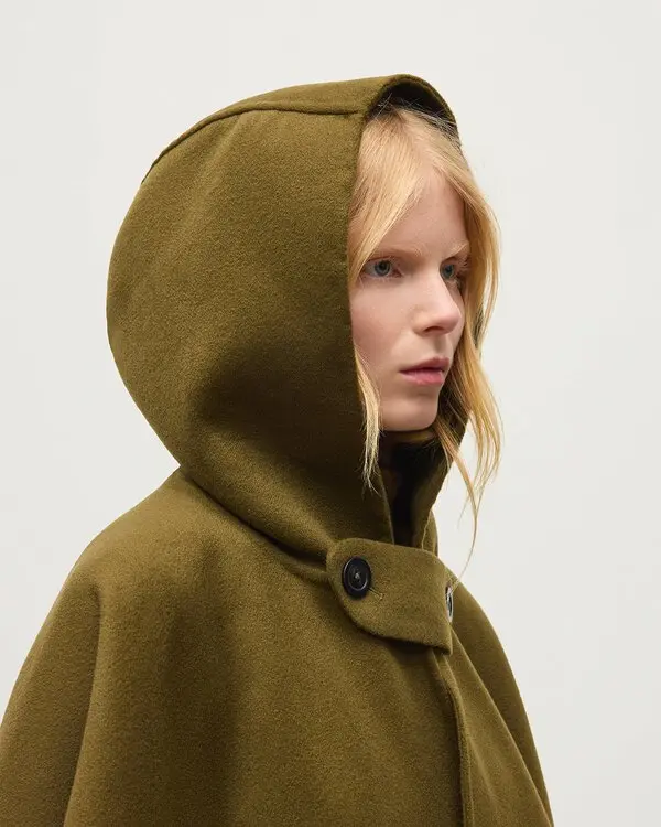 Johnstons Of Elgin Hooded Cashmere Cape - Green