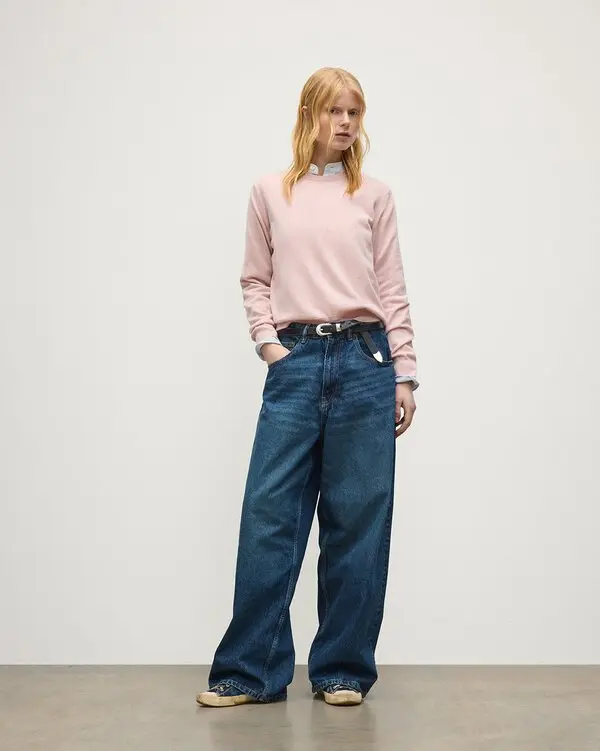 Johnstons Of Elgin Lunan Classic Cashmere Crew Jumper - Pink