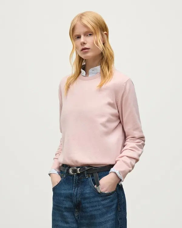 Johnstons Of Elgin Lunan Classic Cashmere Crew Jumper - Pink