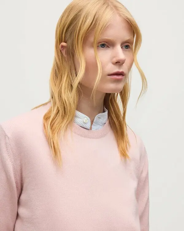 Johnstons Of Elgin Lunan Classic Cashmere Crew Jumper - Pink