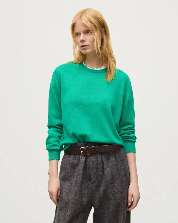 Johnstons Of Elgin Lunan Classic Cashmere Crew Neck Jumper - Green