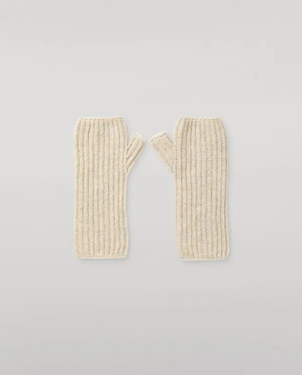 Johnstons Of Elgin Ribbed Cashmere Wristwarmers - Natural