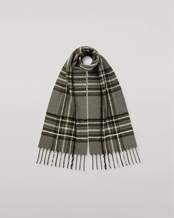 Johnstons Of Elgin Mach Tartan Cashmere Scarf - Grey