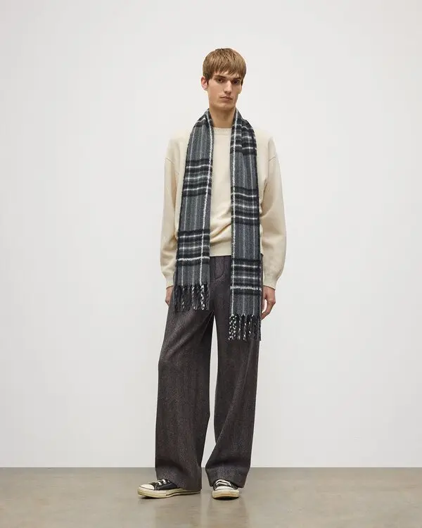 Johnstons Of Elgin Mach Tartan Cashmere Scarf - Grey