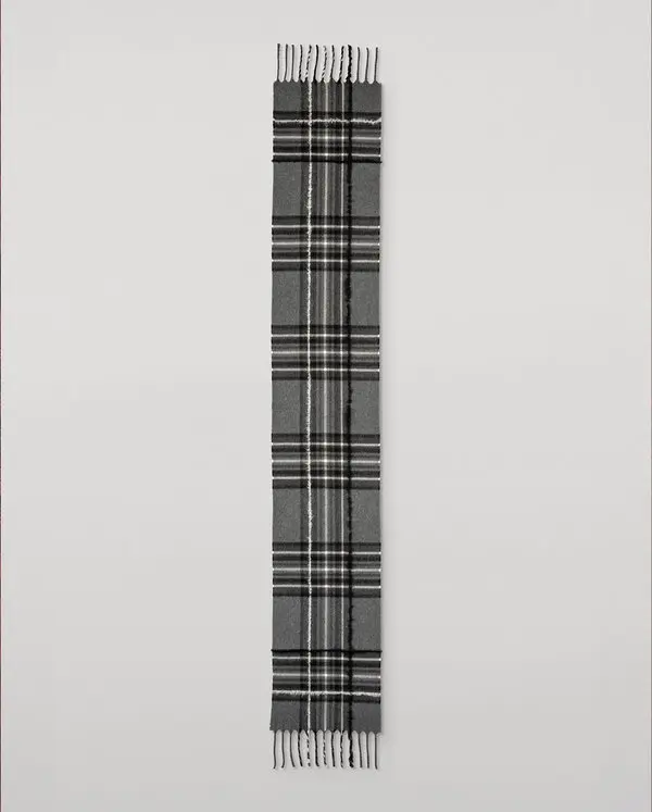 Johnstons Of Elgin Mach Tartan Cashmere Scarf - Grey