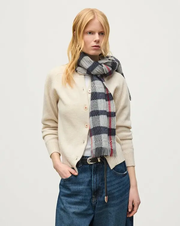 Johnstons Of Elgin Crowe Silver Cashmere Scarf