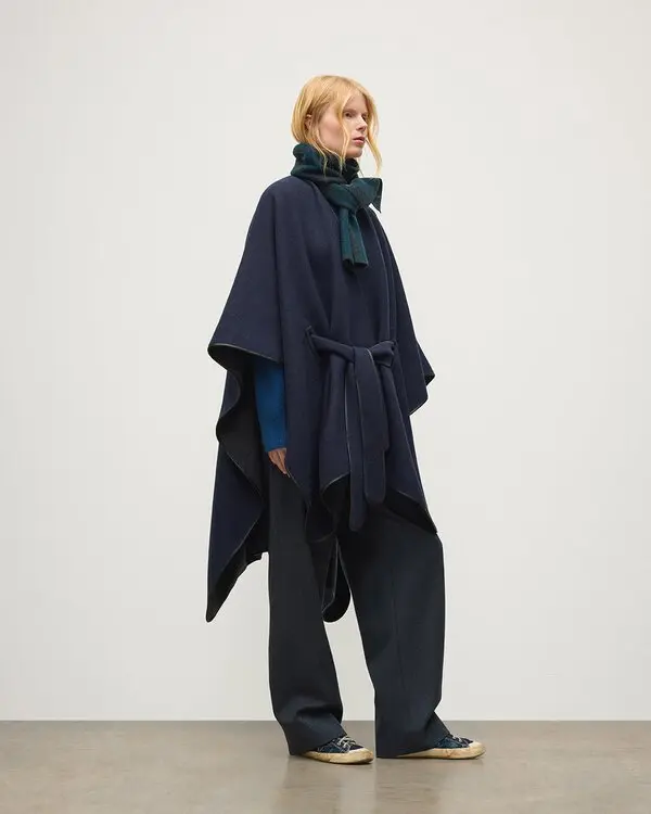 Johnstons Of Elgin Belted Cape With Leather Binding