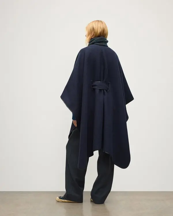 Johnstons Of Elgin Belted Cape With Leather Binding