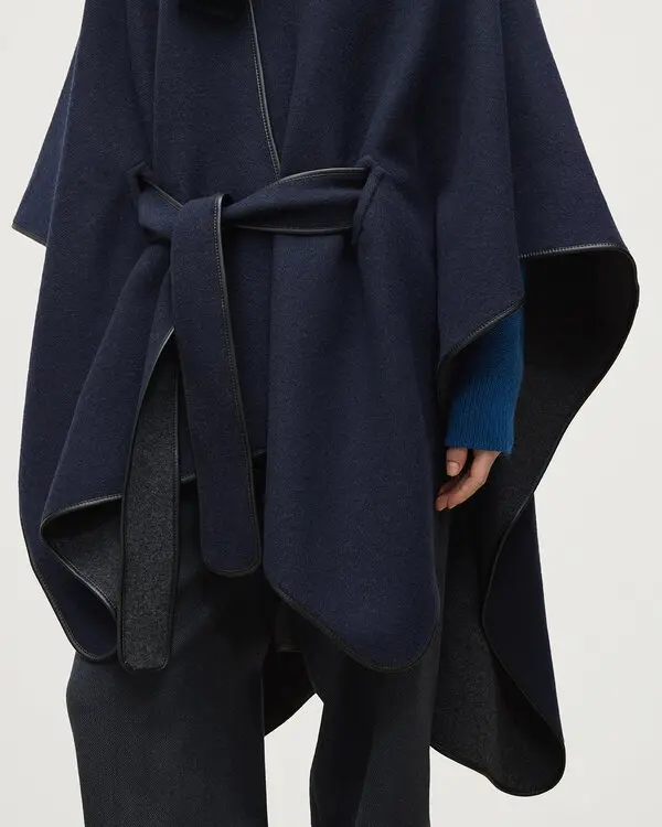 Johnstons Of Elgin Belted Cape With Leather Binding