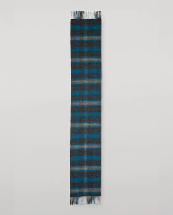 Johnstons Of Elgin Plaid Charcoal Cashmere Scarf