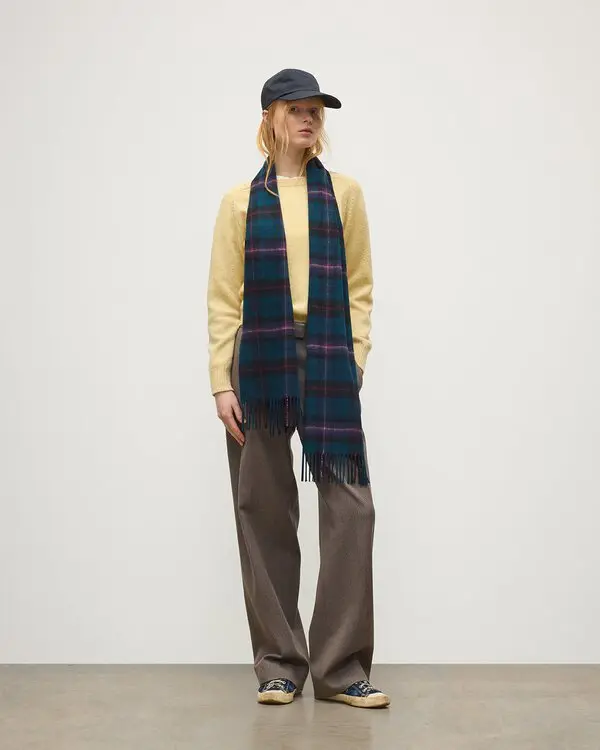 Johnstons Of Elgin Culzean Plaid Bottle Cashmere Scarf - Green