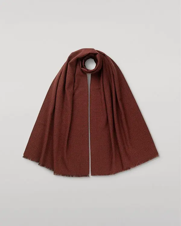Johnstons Of Elgin Tweed Wool Scarf - Red