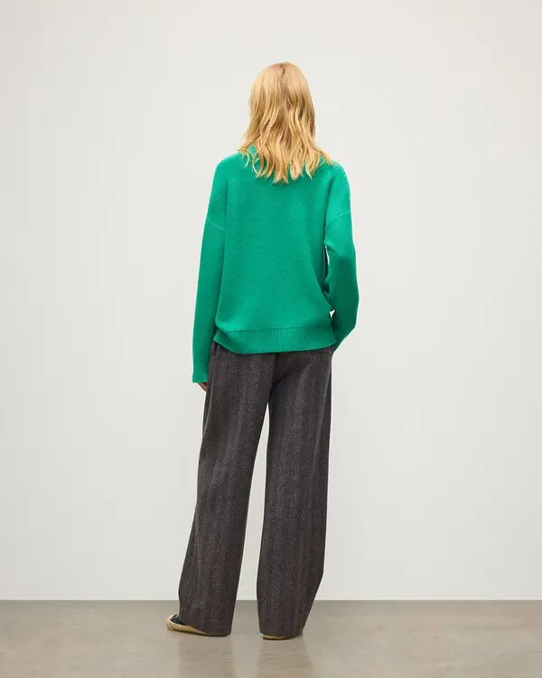 Johnstons Of Elgin Maggie Reverse Stitch Roll Neck Cashmere Jumper - Green