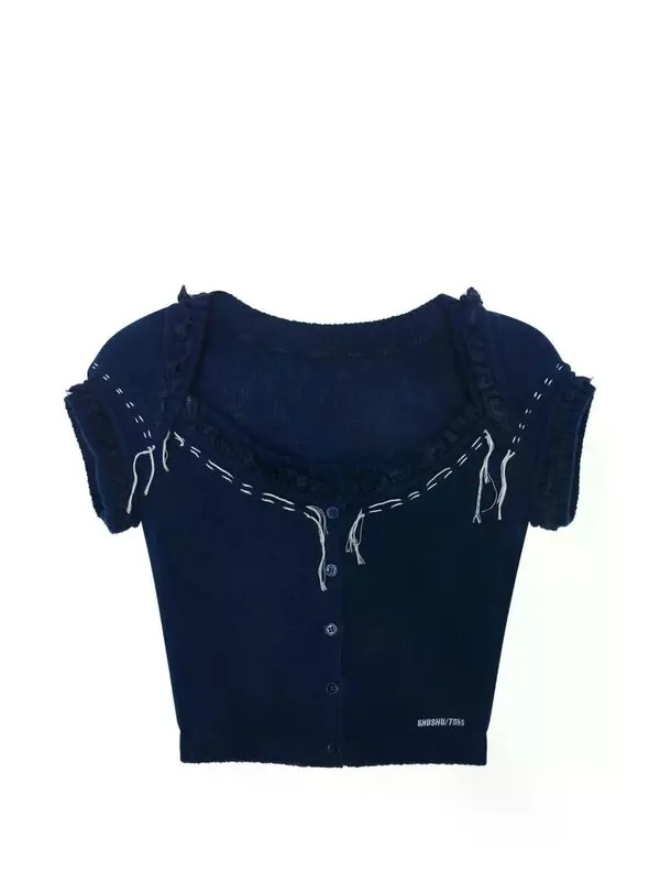SHUSHU/TONG Contrast Stitch Ruffled Cardigan
