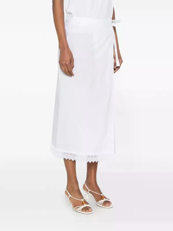 THE NINA STUDIO Lace Detail Midi Skirt - White