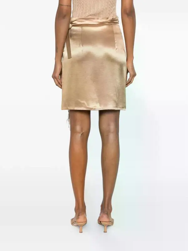 THE NINA STUDIO Fringe-trimmed Wrap Skirt