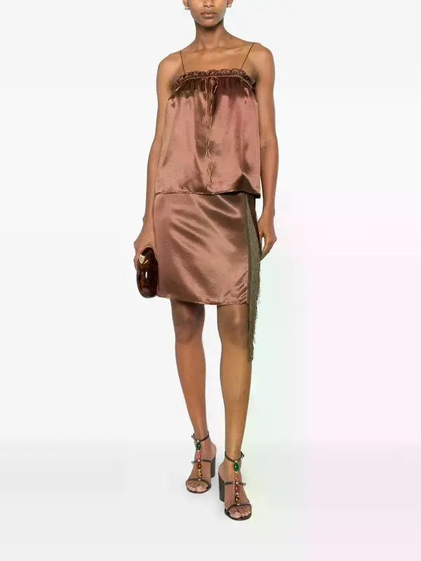 THE NINA STUDIO Fringe-trim Wrap Skirt
