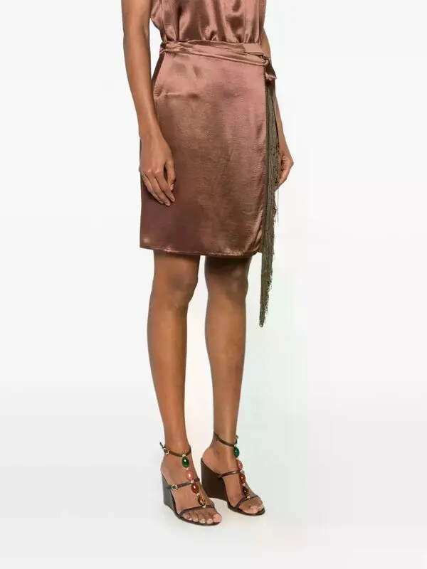 THE NINA STUDIO Fringe-trim Wrap Skirt