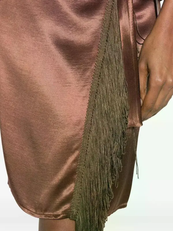 THE NINA STUDIO Fringe-trim Wrap Skirt