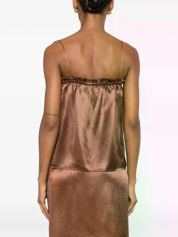 THE NINA STUDIO Ruffled Trim Spaghetti Strap Top