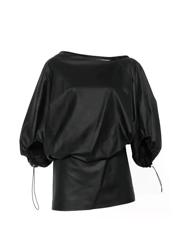 Alexander Wang Mini Dress With Zip Neckline And Balloon Sleeves - Black