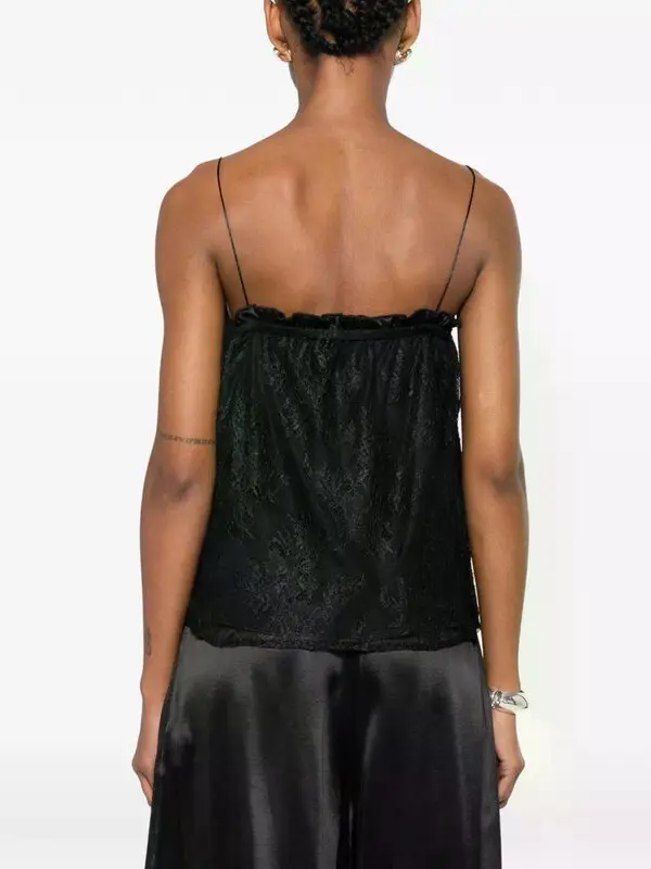 THE NINA STUDIO Lace Detail Ruffled Top