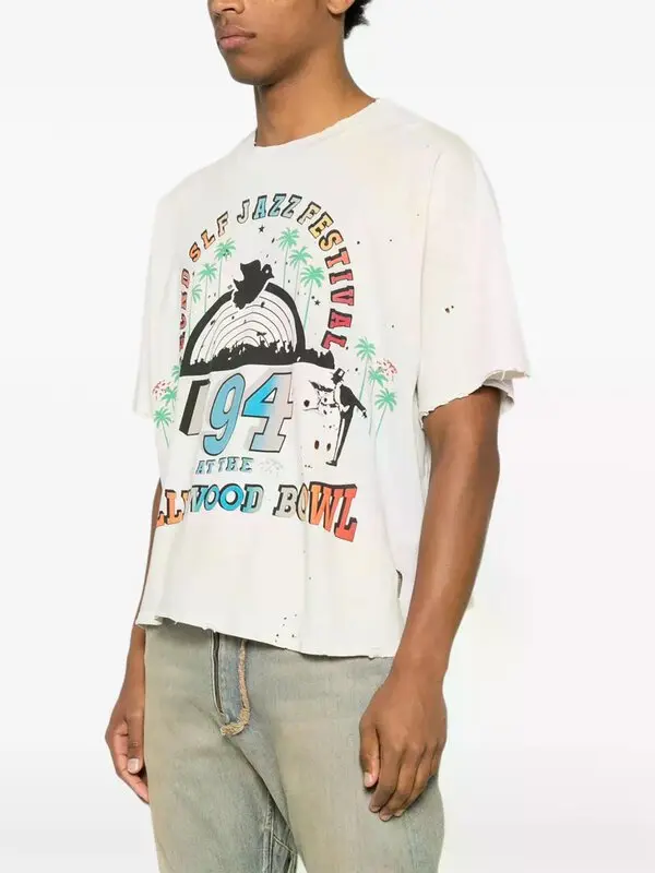 SECND SLF Graphic-print Distressed T-shirt