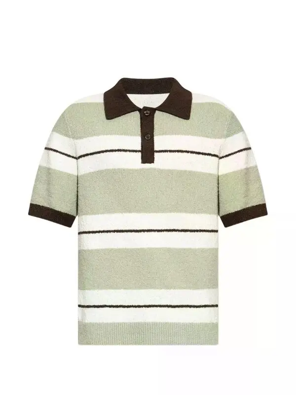 SAMSOE SAMSOE Sapedro Striped Knit Polo Shirt - Green
