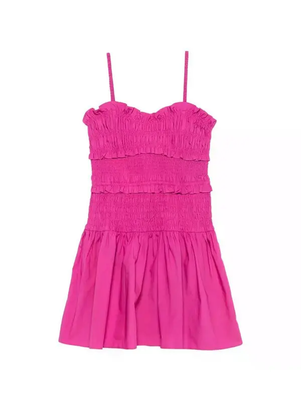Michael Kors Fuchsia Ruffled Sweetheart Neck Mini Dress - Pink