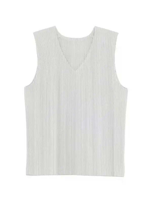Issey Miyake Plissé V-neck Vest - Grey