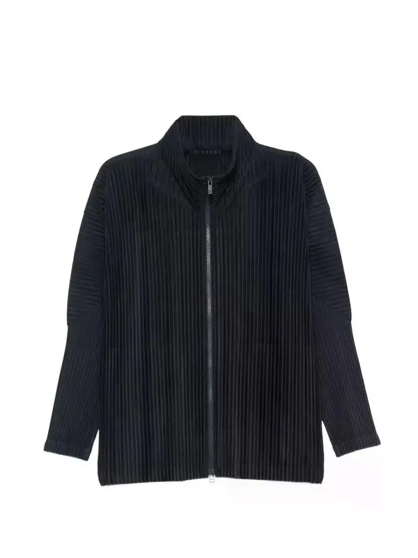 Issey Miyake Pleated Zip-up Shirt - Blue