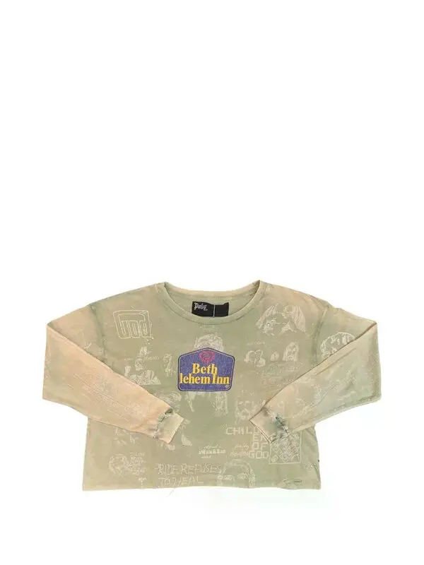 PALY Bethlehem Graphic-print Distressed Long-sleeve T-shirt - Green