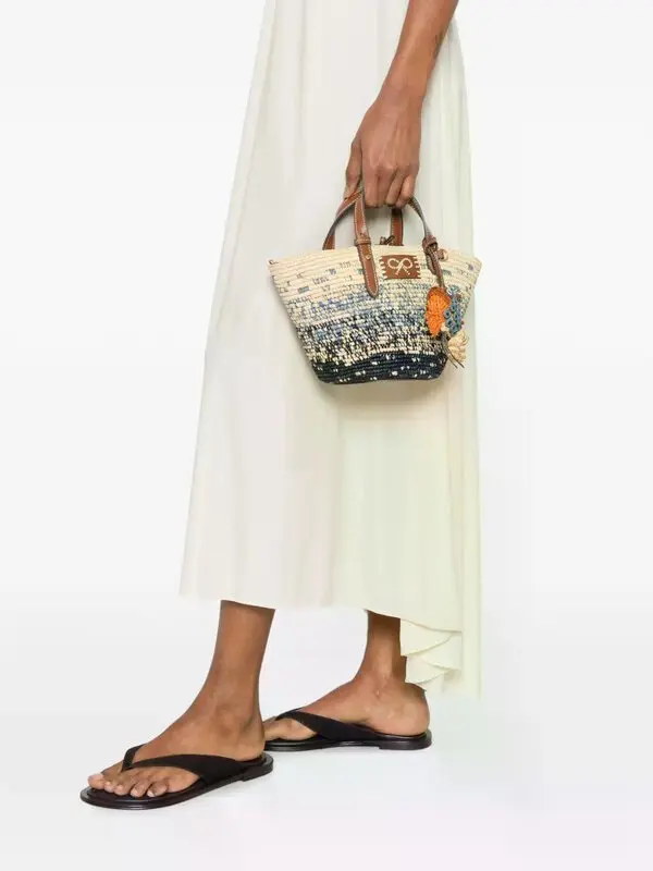 ANYA HINDMARCH Small Woven Tote Bag With Bow Detail - Neutrals