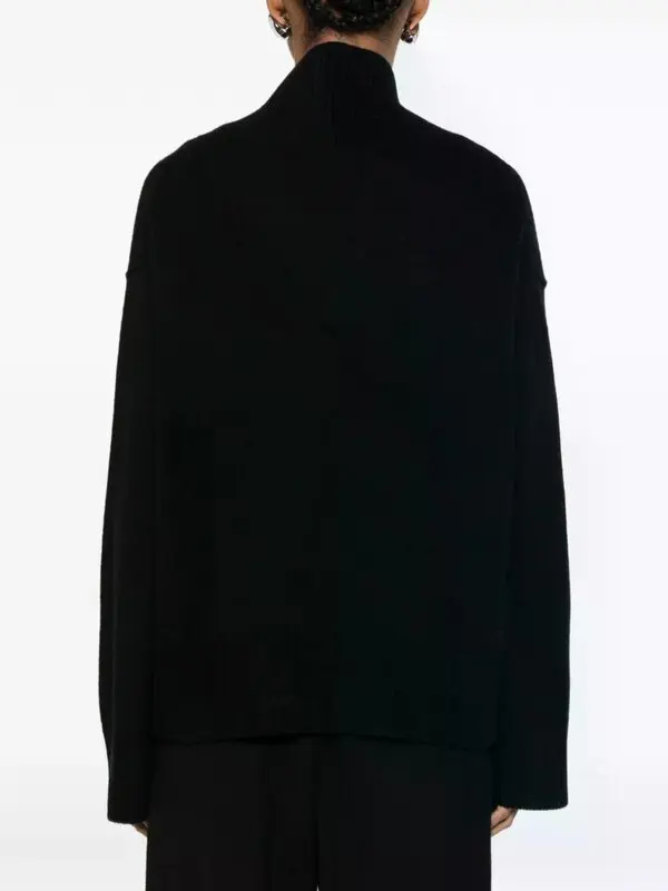 Soft Goat Roll Neck Ribbed Trim Sweater