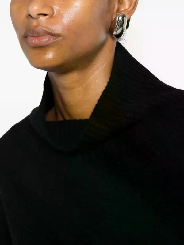 Soft Goat Roll Neck Ribbed Trim Sweater