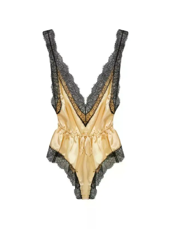 Dolce & Gabbana Silk Lace-trimmed Bodysuit - Neutrals