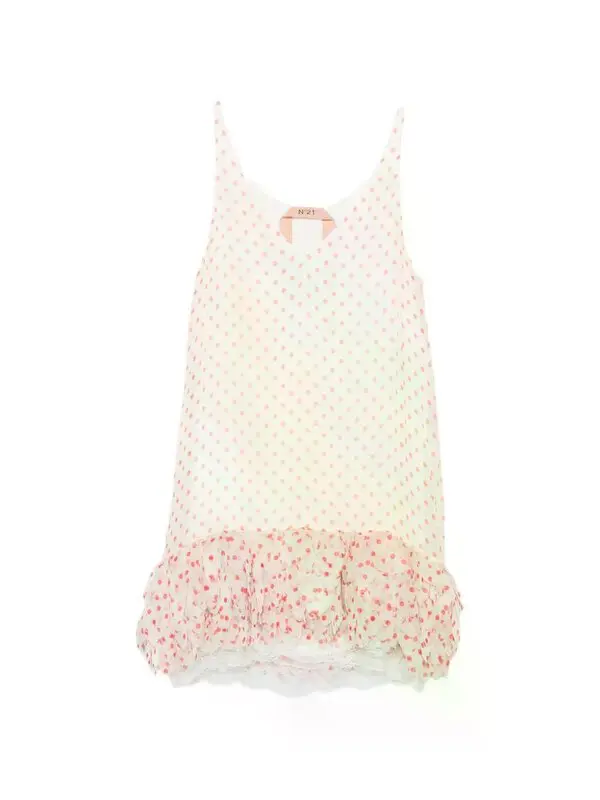 N°21 Polka Dot Ruffled V-neck Dress - Red