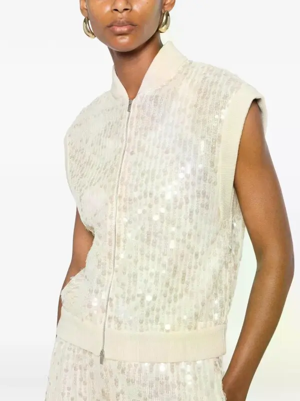 Peserico Sequin-embellished Zip-fastening Vest