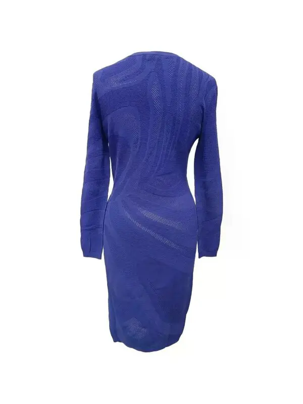 Versace Wavy Pattern Long Sleeve Midi Dress