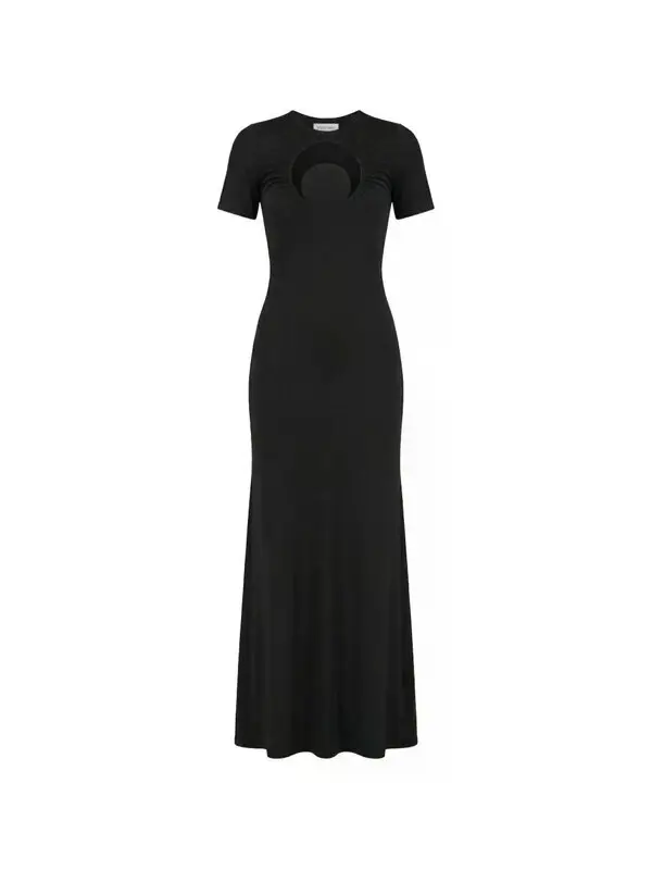 MARINE SERRE Moon Motif Gathered Maxi Dress - Black
