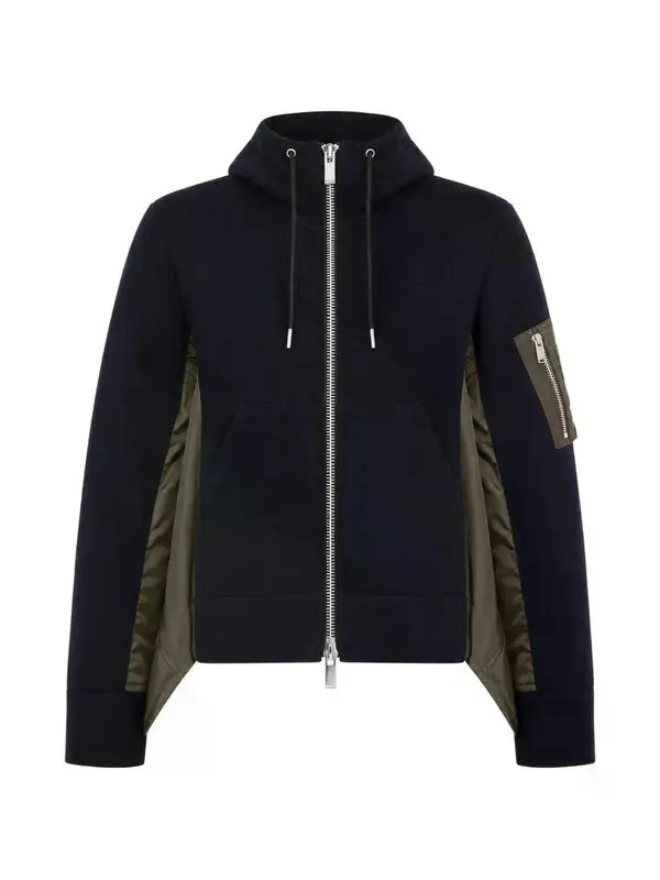 Sacai Panelled Zip-up Hoodie - Blue