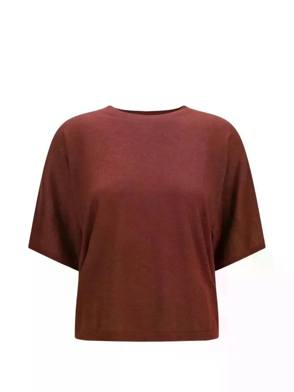 Brunello Cucinelli Short-sleeve Metallic Cashmere T-shirt - Red