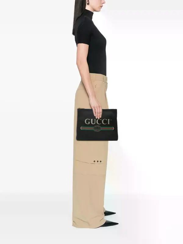 Gucci 2016-2026 Medium Calfskin Logo Portfolio Clutch Bag