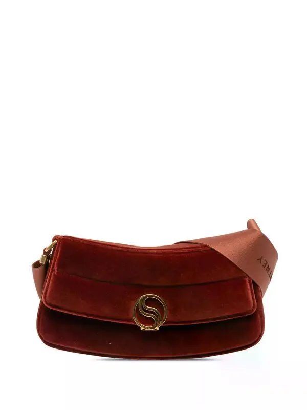 Stella McCartney Faux Velvet S Wave Shoulder Bag - Red