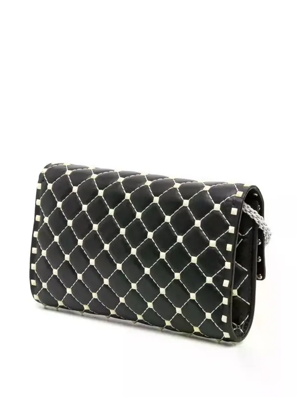 Valentino Garavani Quilted Lambskin Free Rockstud Spike Wallet On Chain Crossbody Bag - Black