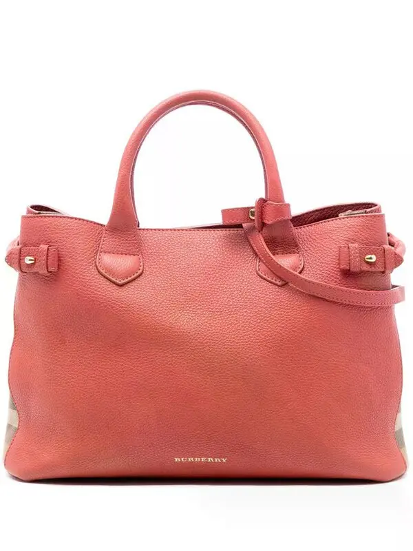 Burberry Leather And House Check Canvas Banner Satchel