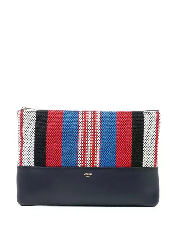 Celine Canvas Striped Solo Pouch Clutch Bag